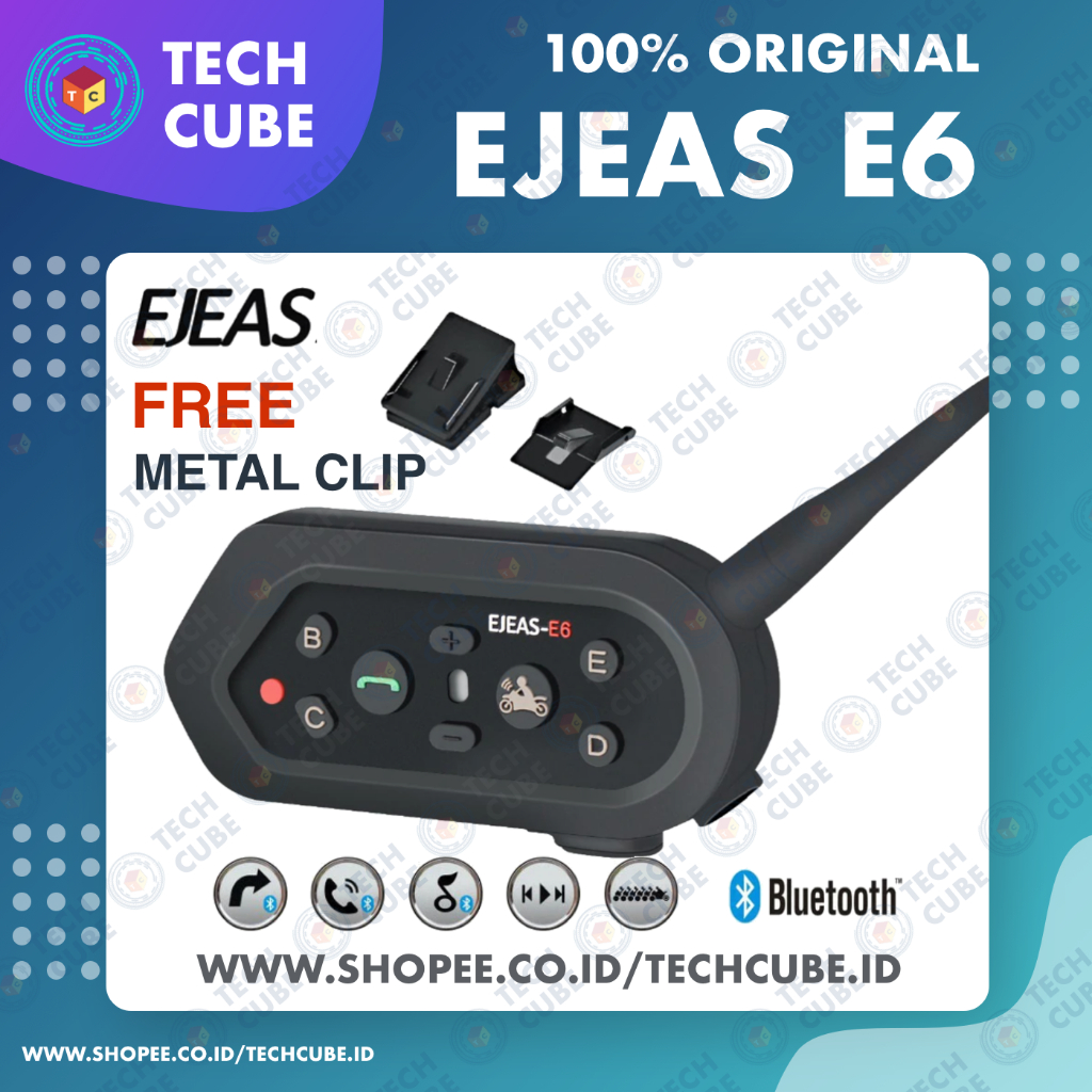 Jual EJEAS E6 Bluetooth Intercom Helm 6 Rider Helmet Alt Vnetphone V6 PRO Q7 | Shopee Indonesia