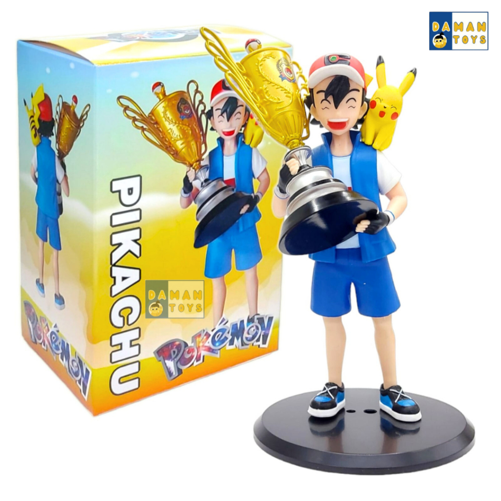 Jual Action Figure Satoshi Pikachu Ash Ketchum Piala Pokemon | Shopee ...