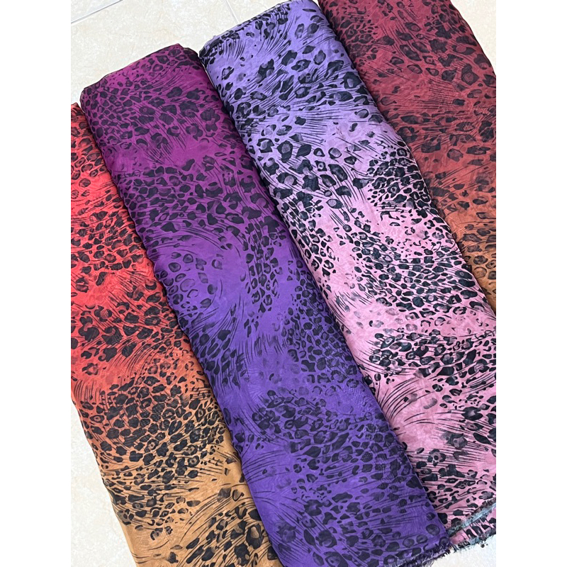 Jual sifon gradasi motif leopard / motif macan kain bahan sifon gradasi ...