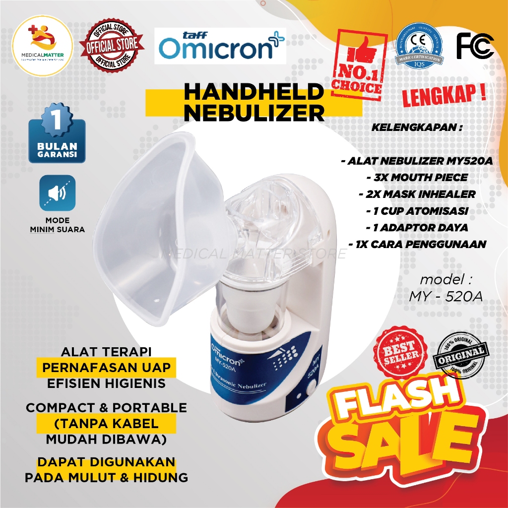 Jual TaffOmicron Alat Terapi Pernapasan Ultrasonic Inhaler Nebulizer Charger Portable- MY-520A ...