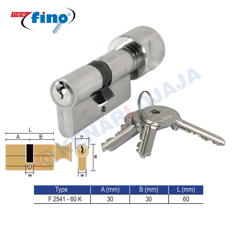 Jual FINO Silinder Kunci Pintu Knob Cylinder F2541-60K US14 Kenari ...