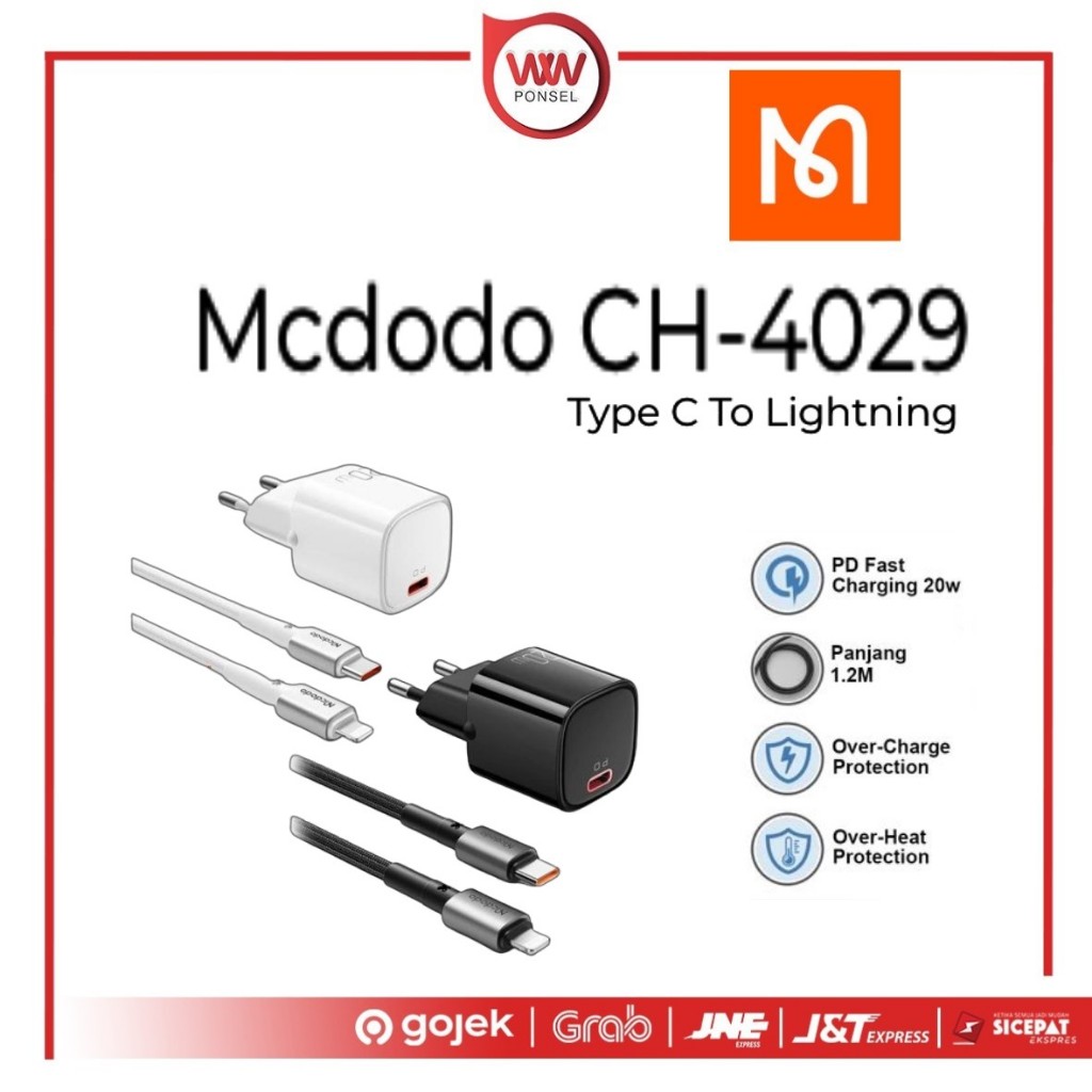 Jual Mcdodo CH-4028/4029 Charger 1 Set PD Type C to Lightning Fast ...