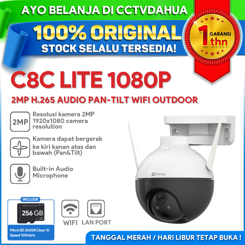 Jual EZVIZ C8C LITE 1080P 2MP H.265 AUDIO PAN-TILT WIFI OUTDOOR CAMERA ...