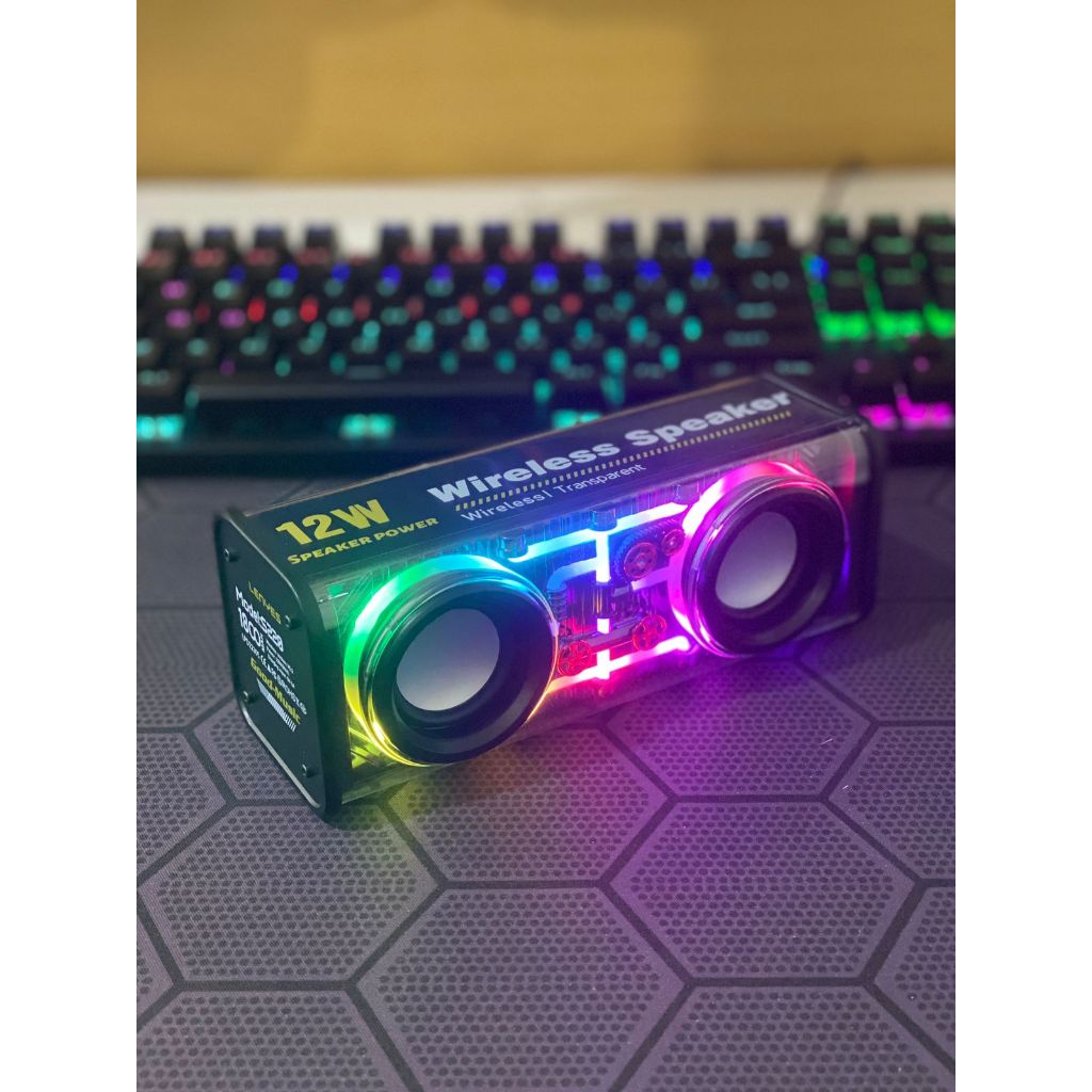 Jual LENYES S842 18W Wireless Speaker Bluetooth 5.3 Transparan RGB LED ...