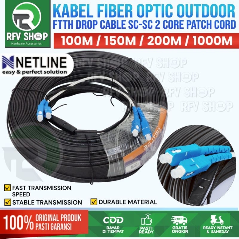 Jual NETLINE KABEL FIBER OPTIC FO SC 2 CORE PRECON FTTH OUTDOOR 100 ...