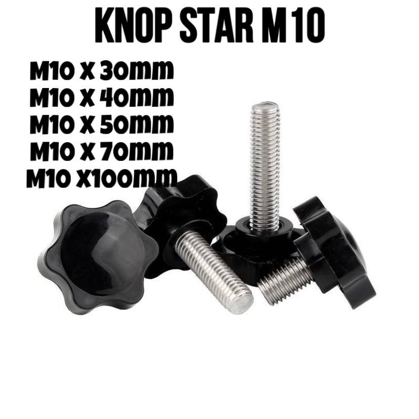 Jual M10 BAUT KNOP STAR / KNOB BAUT BINTANG M10 TEBAL KUALITAS GRADE A / BAUT KUPING M10 ...