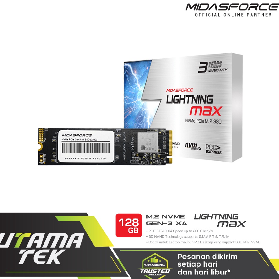 Jual HOT SALE SSD NVME M2 128GB MIDASFORCE LIGHTNING MAX SSD NVMe M2 ...