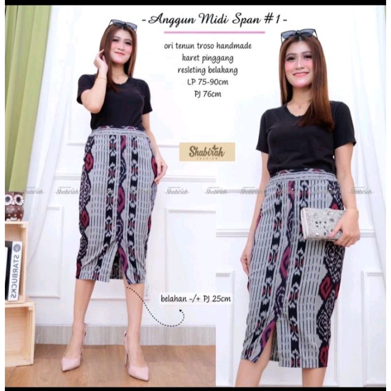 Jual [ READY STOK ] ROK SPAN TENUN ETNIC, ROK KERJA KANTOR MODEL BELAH ...