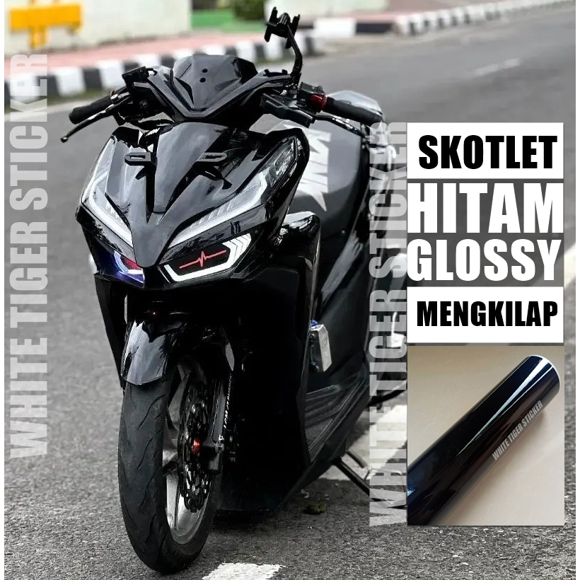 Jual SKOLET STIKER MOTOR HITAM GLOSY SCOTLITE MOTOR BLACK GLOSY SKOTLET ...
