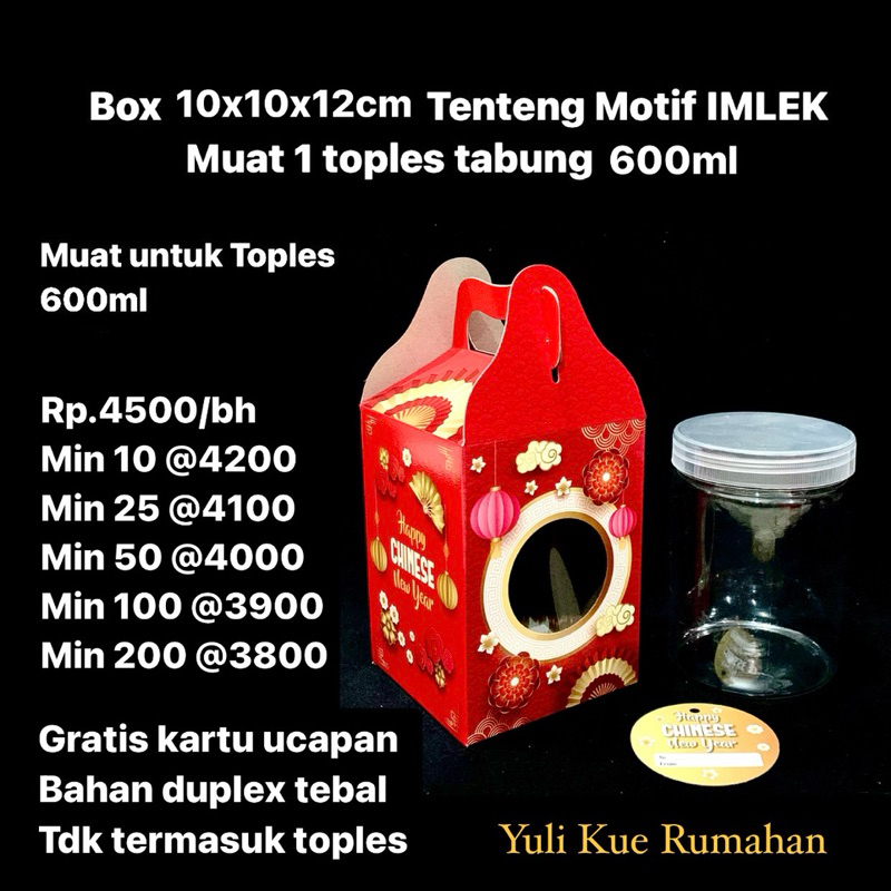 Jual Box 10x10x12cm Tenteng Motif IMLEK Muat 1 toples Tabung 600ml ...