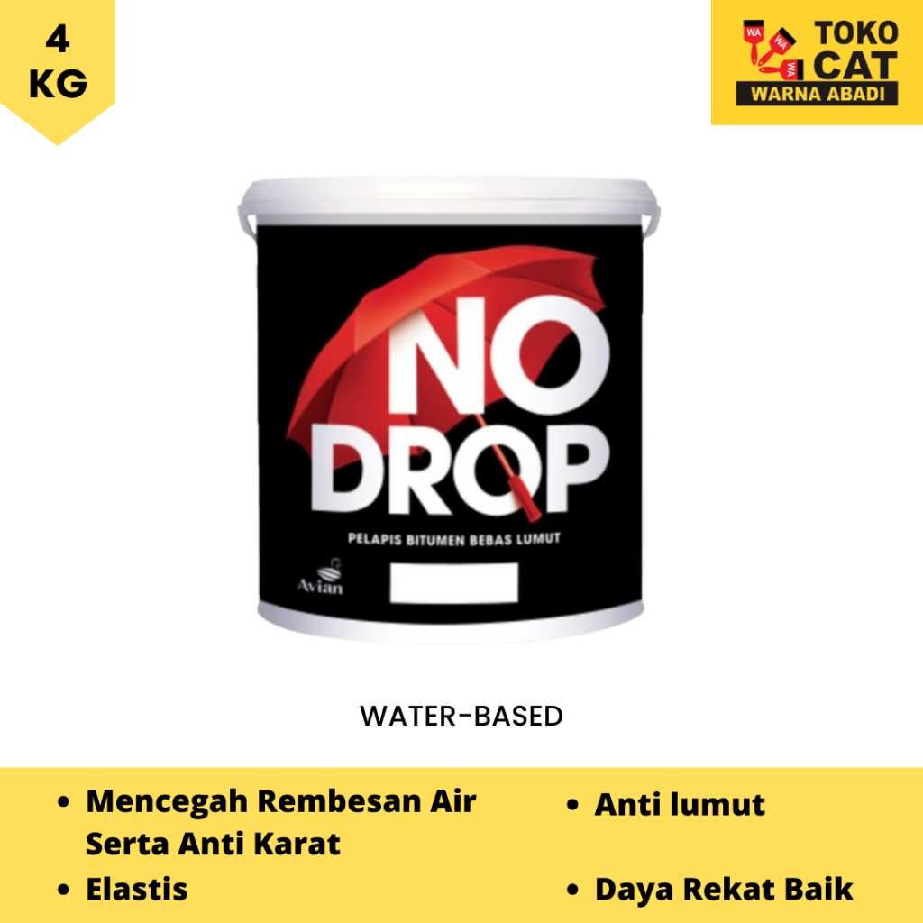 Jual Cat Tembok Waterproofing Anti Bocor No Drop Bitumen Warna Hitam 4 kg | Shopee Indonesia