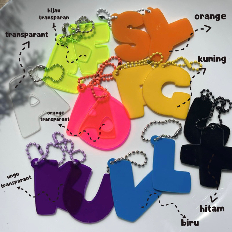 Jual [ AKRILIK HURUF ] keychain inisial | gantungan kunci huruf font ...
