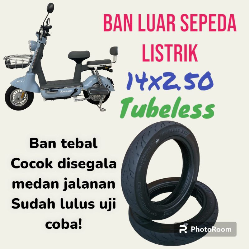 Jual Ban Luar Sepeda Listrik / Ban Tubeless / Ban Sepeda Listrik 14 x 2 ...
