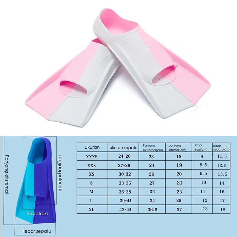 Jual Kaki Katak Silicone Fin Renang Diving Sepatu Kaki Katak Fin Diving Renang Snorkeling Anak ...