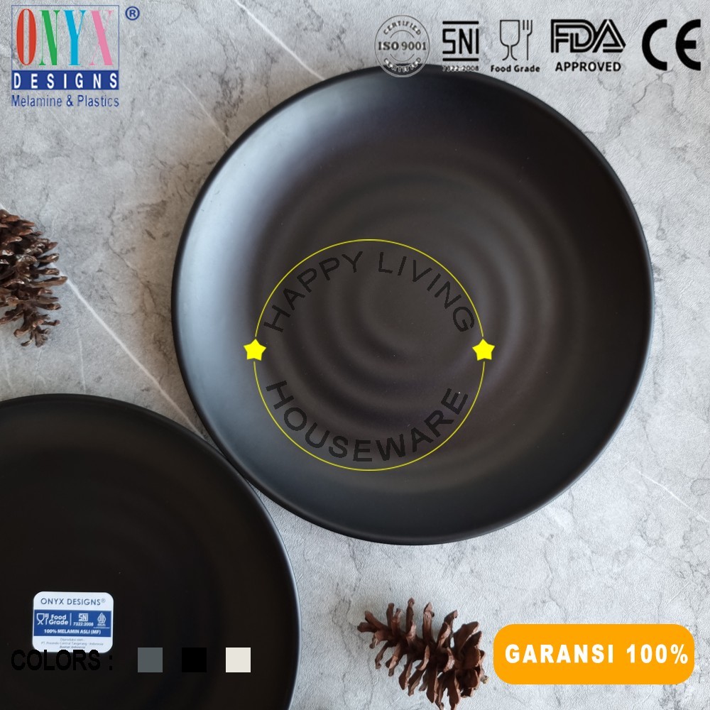Jual ONYX Piring Bulat Melamin 9in Black Granite Piring Ceper Premium ...