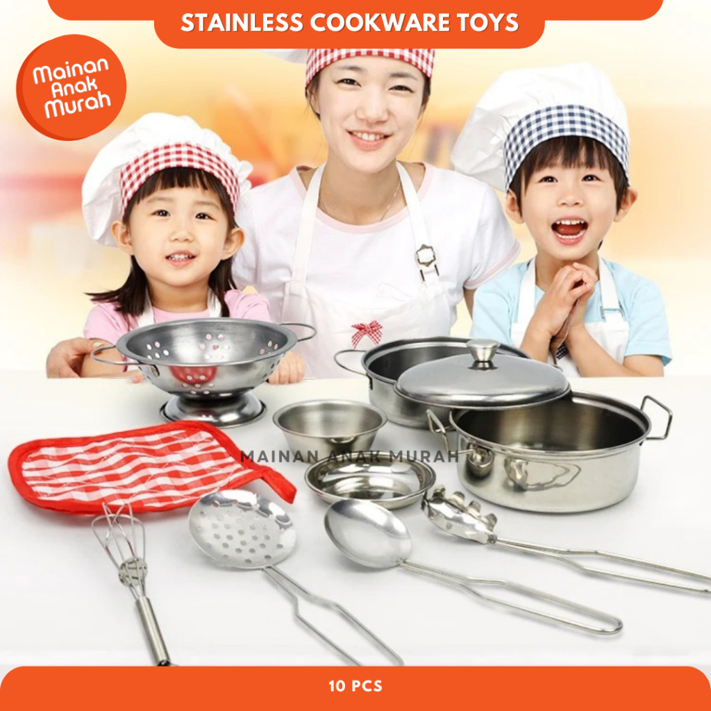 Jual Set Mainan Simulasi Peralatan Dapur Bahan Stainless Steel / Mini ...