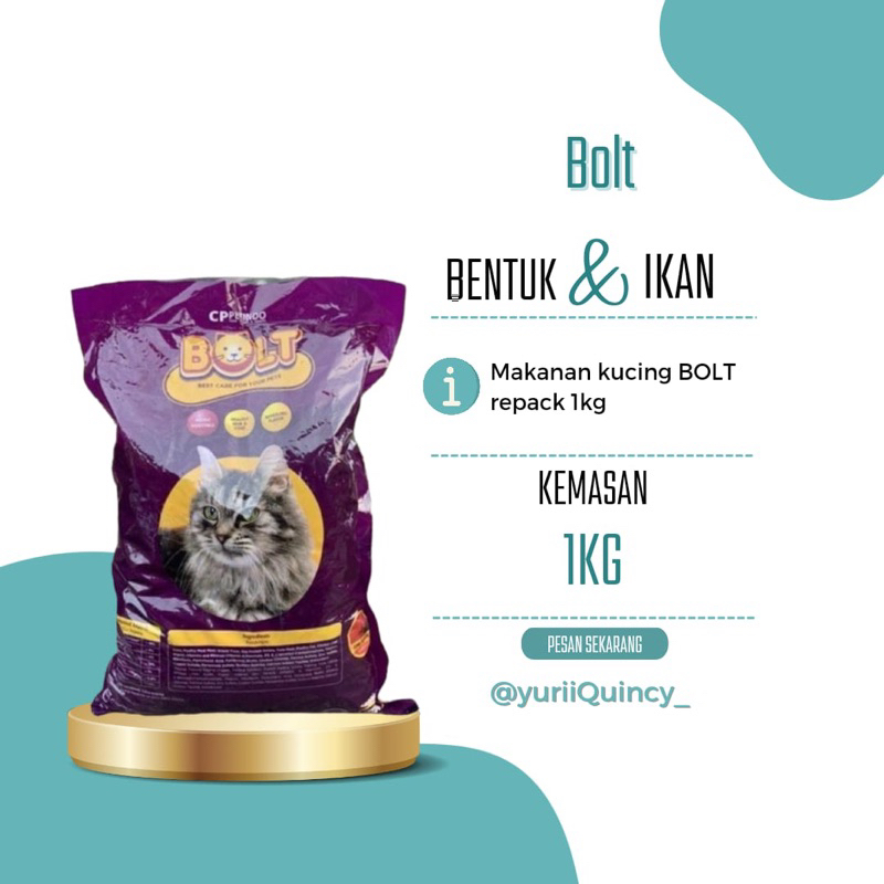 Jual MAKANAN KUCING BOLT REPACK 1KG BENTUK IKAN CAT DRY FOOD (PAKAN ...