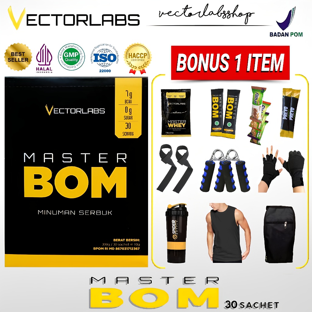 Jual Vectorlabs Master BOM 1 Box 30 sachet BCAA Protein Post Workout | Shopee Indonesia