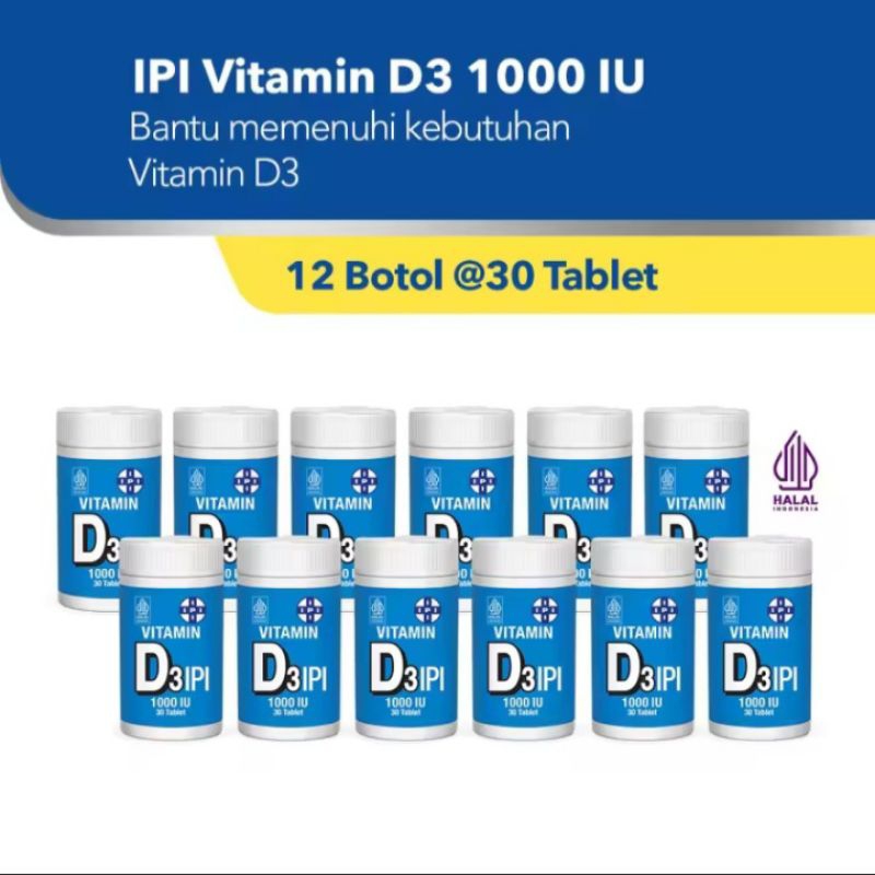 Jual Vitamin D3 IPI 1000 IU isi 30 tablet [Paket 12 Botol] | Shopee ...