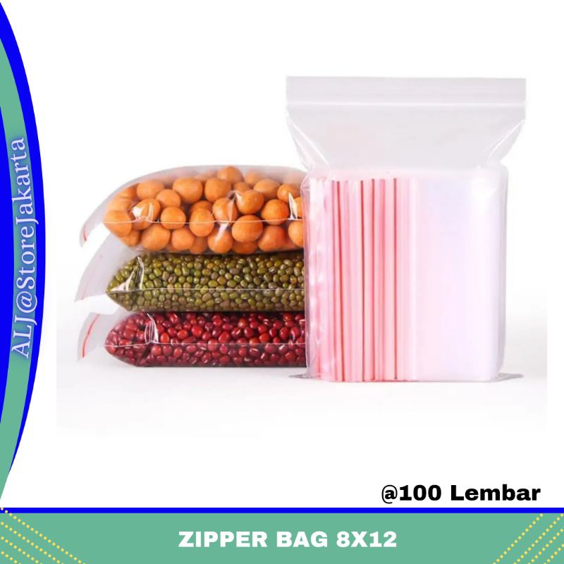 Jual Plastik klip 8x12/Zipper Bag/Zip Lock/Bening @100 PCS | Shopee ...