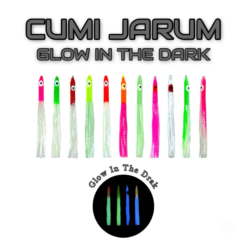 Jual Cumi Jarum Gid Octopus Skirt Karet Fosfor Assist Hook 8cm 1pcs ...