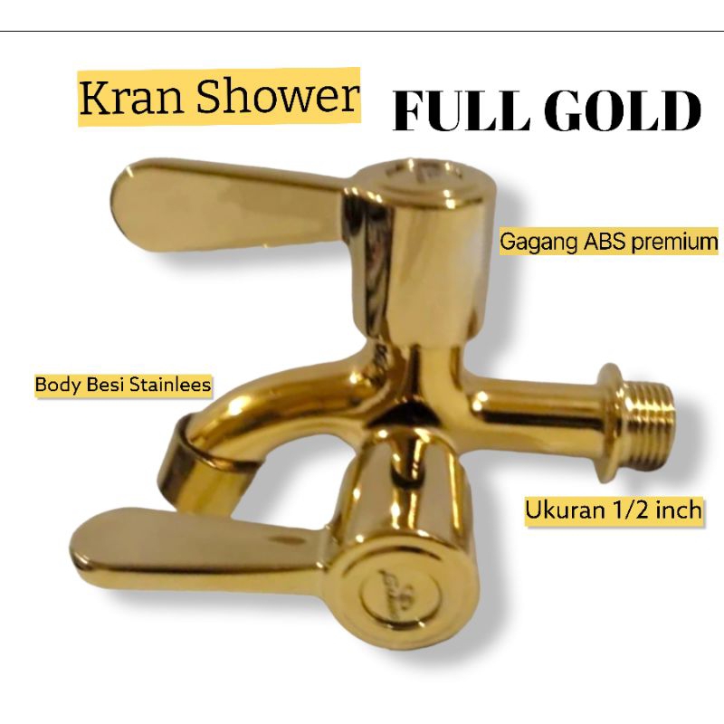 Jual Kran Cabang Shower Gold Bahan Stianless Drad Standard 1/2" Keran ...