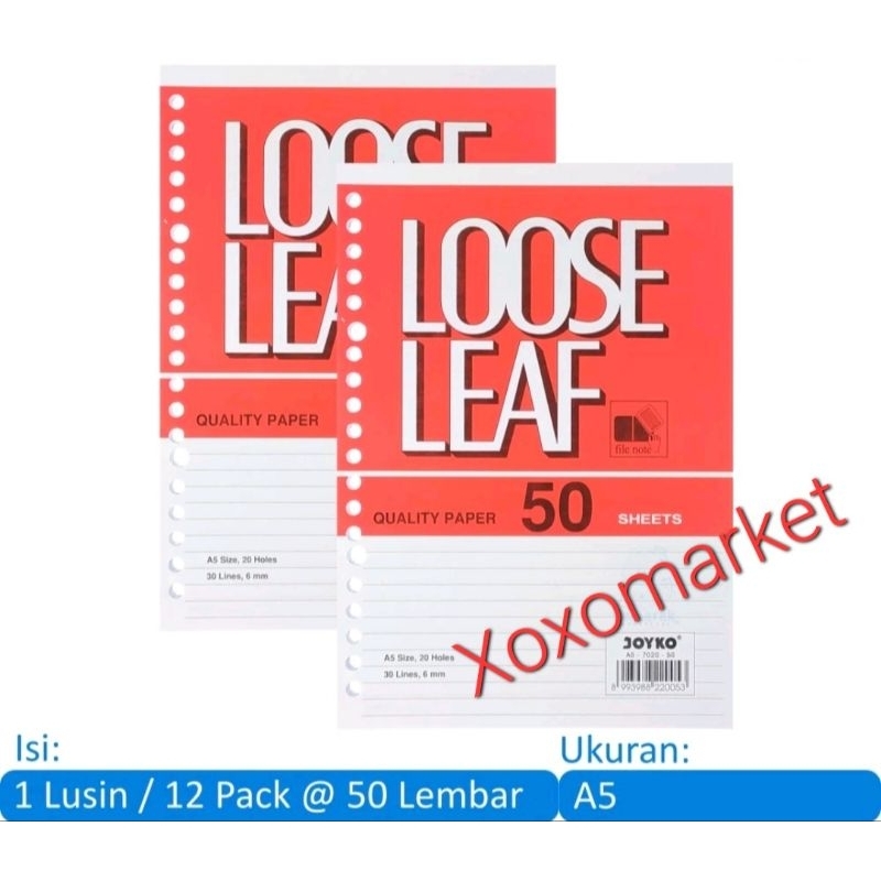 Jual Kertas Binder Joyko Refill Loose Leaf A5-7020 50 Sheets/Lembar / Isi Kertas Binder | Shopee ...