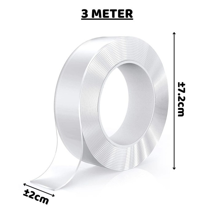 Jual Double Tape Gel Isolasi Bening 2 Sisi Perekat Dinding Tembok Tanpa ...