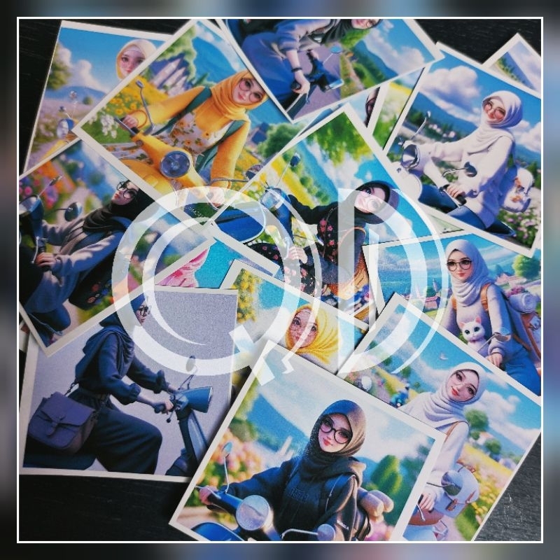 Jual isi 20 pcs photo stiker kertas hijab motor cute sticker glossy ...