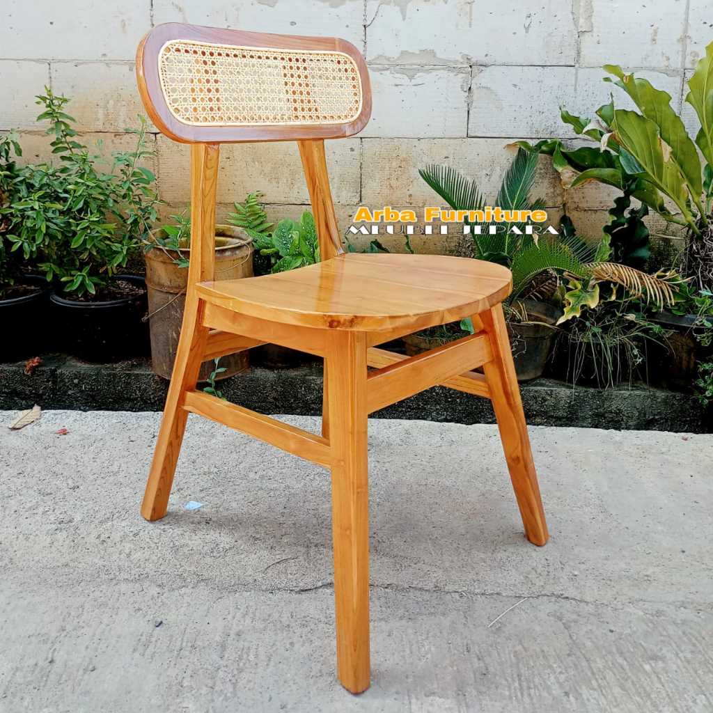 Jual Kursi Cafe Ropan Rotan / Kursi Makan Kayu Jati / Kursi Cafe retro Minimalis Finishing ...