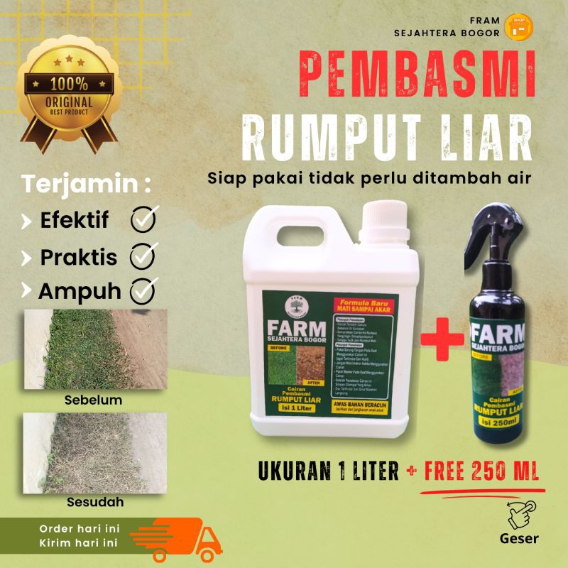 Jual Cairan pembasmi rumput liar [ukuran1 Liter free 250 ML] | Shopee ...