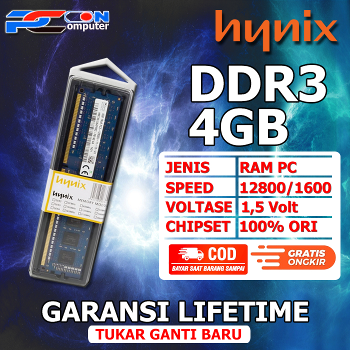 Jual RAM PC DDR3 4GB MEMORY KOMPUTER PC 10600/12800 SAMSUNG HYNIX ...