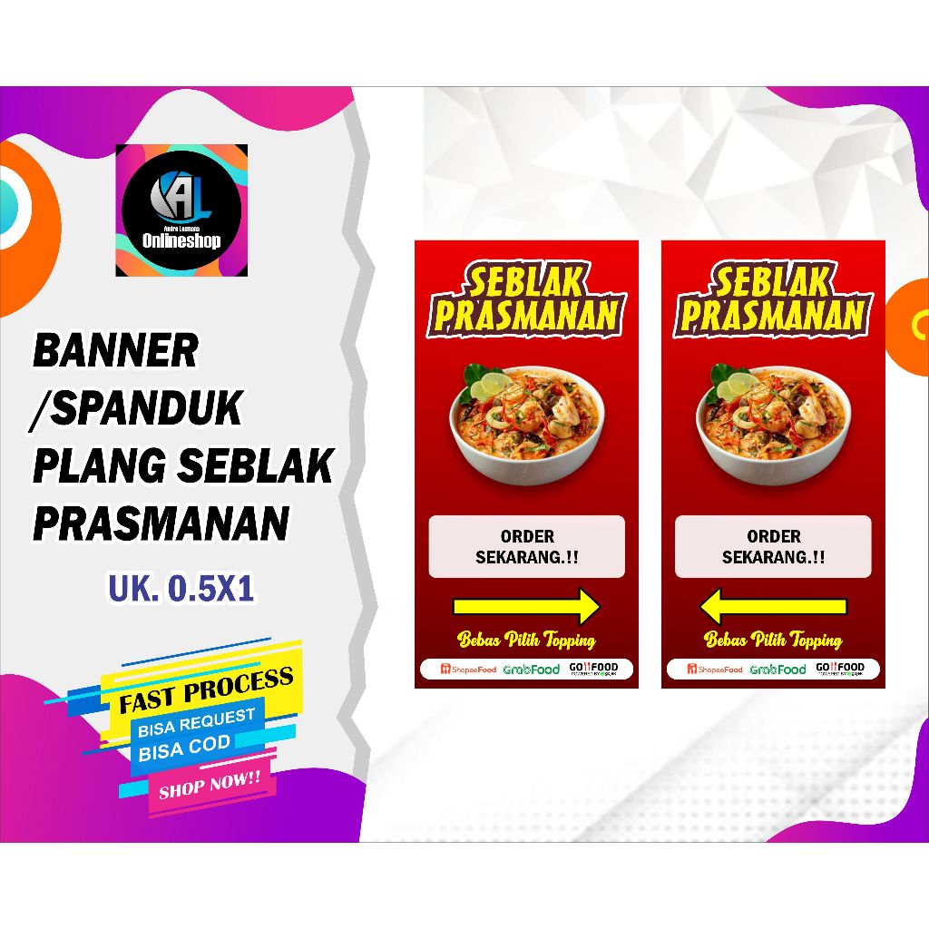 Jual Banner, Spanduk Seblak Prasmanan(Model D) Kanan Kiri | Shopee ...