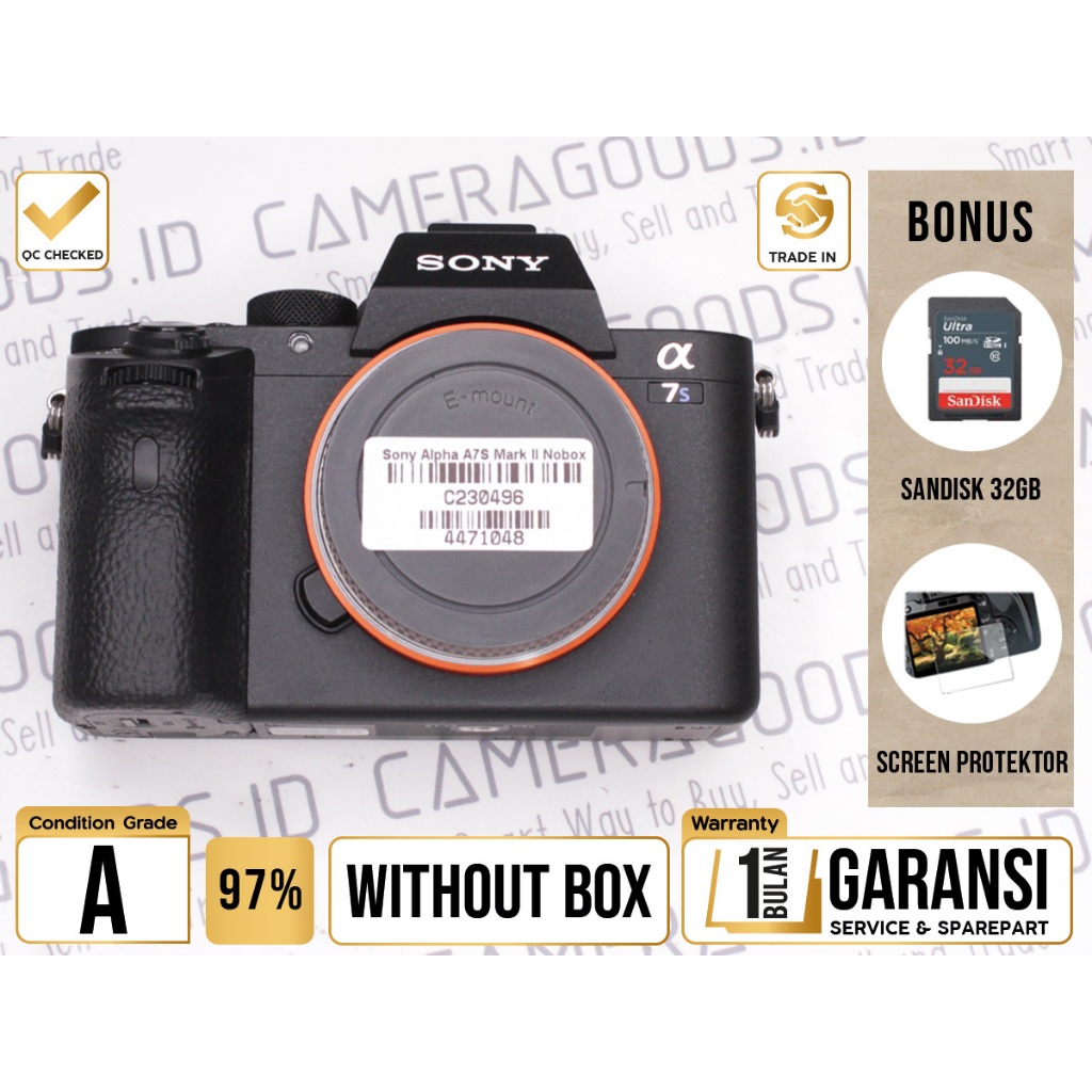 Jual Sony Alpha A7S Mk II Mirroless Camera A7SII A7S2 - Grade A - C230496 | Shopee Indonesia