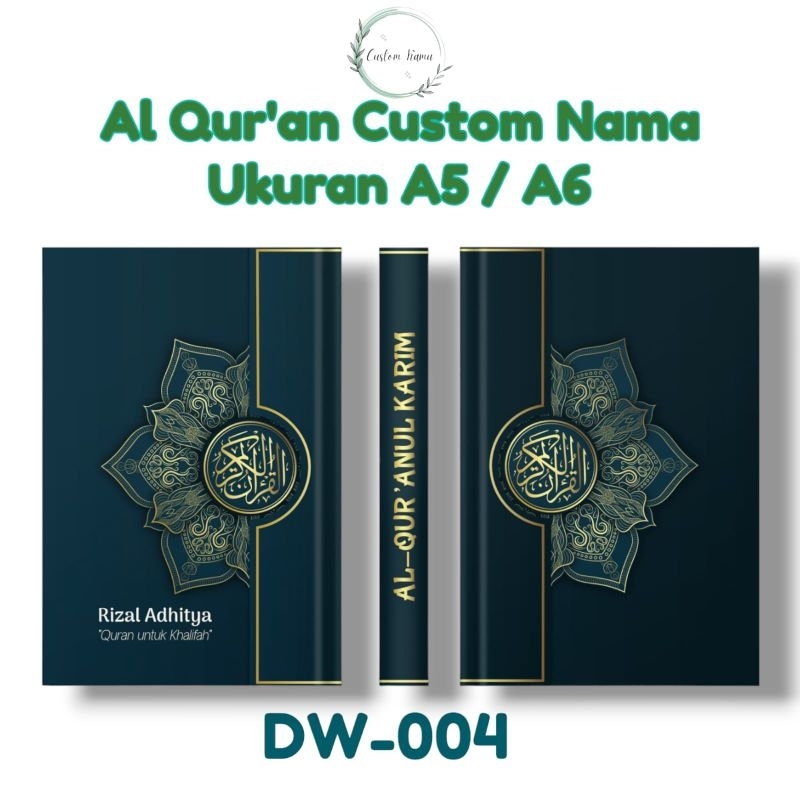 Jual Al Qur'an Custom Nama Ukuran A5 A6 Design DW-004 / Custom Quran ...