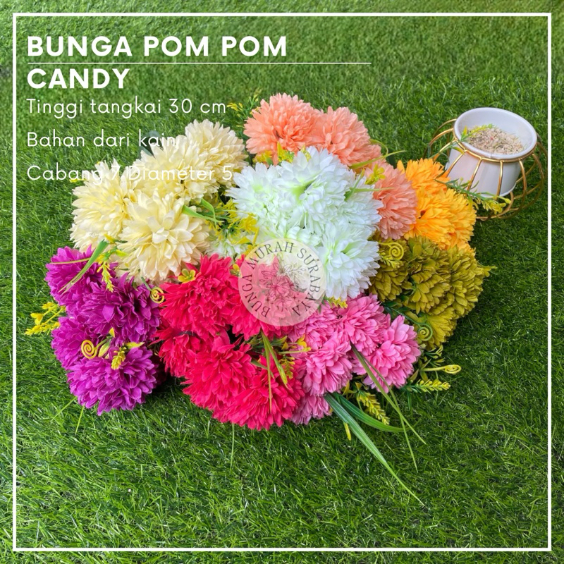 Jual BUNGA POM-POM CANDY CABANG 7/BUNGA ASTER/BUNGA ARTIFICIAL | Shopee ...