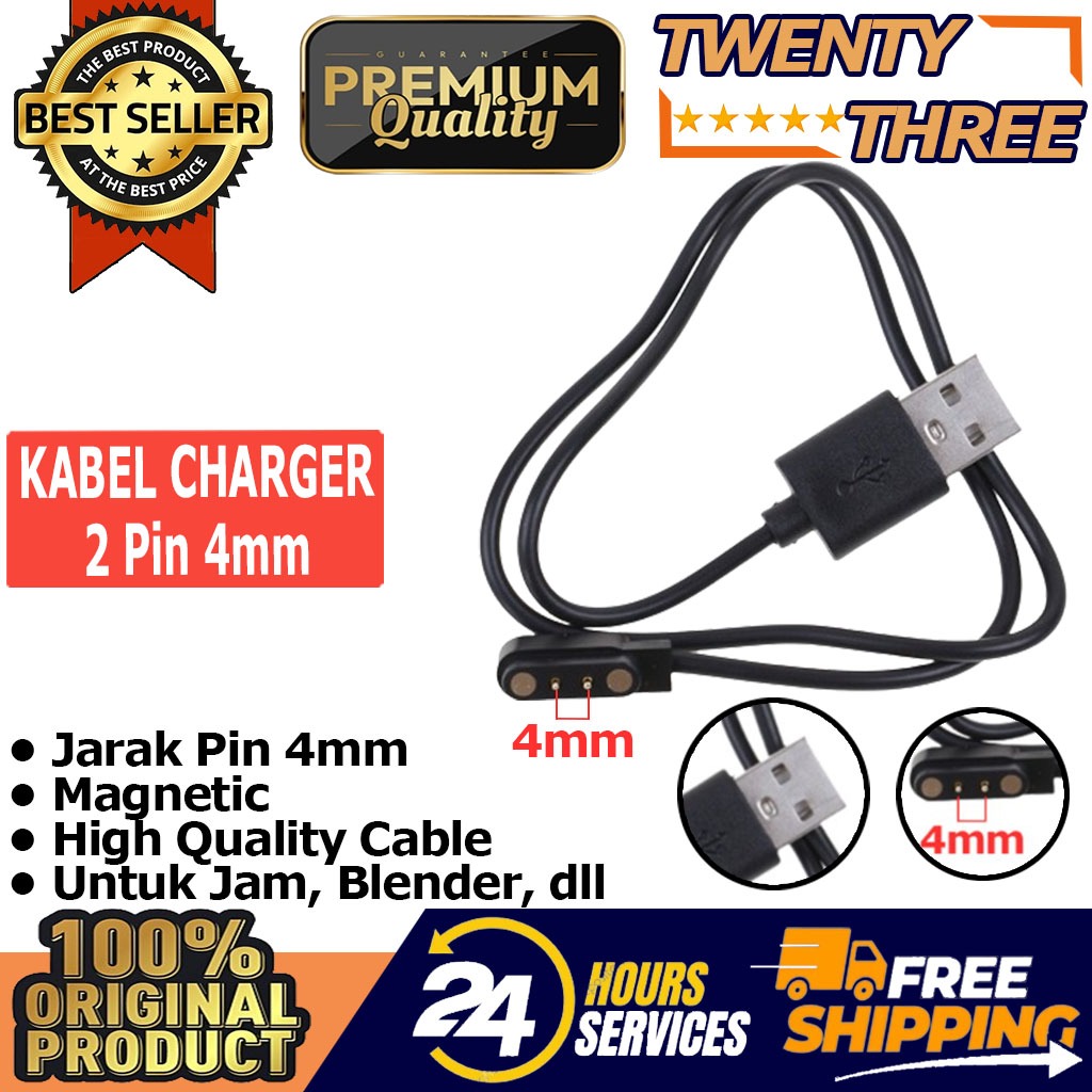 Jual Kabel USB Charger 2 Pin 4mm Cas Magnetic Smartwatch Jam Tangan ...