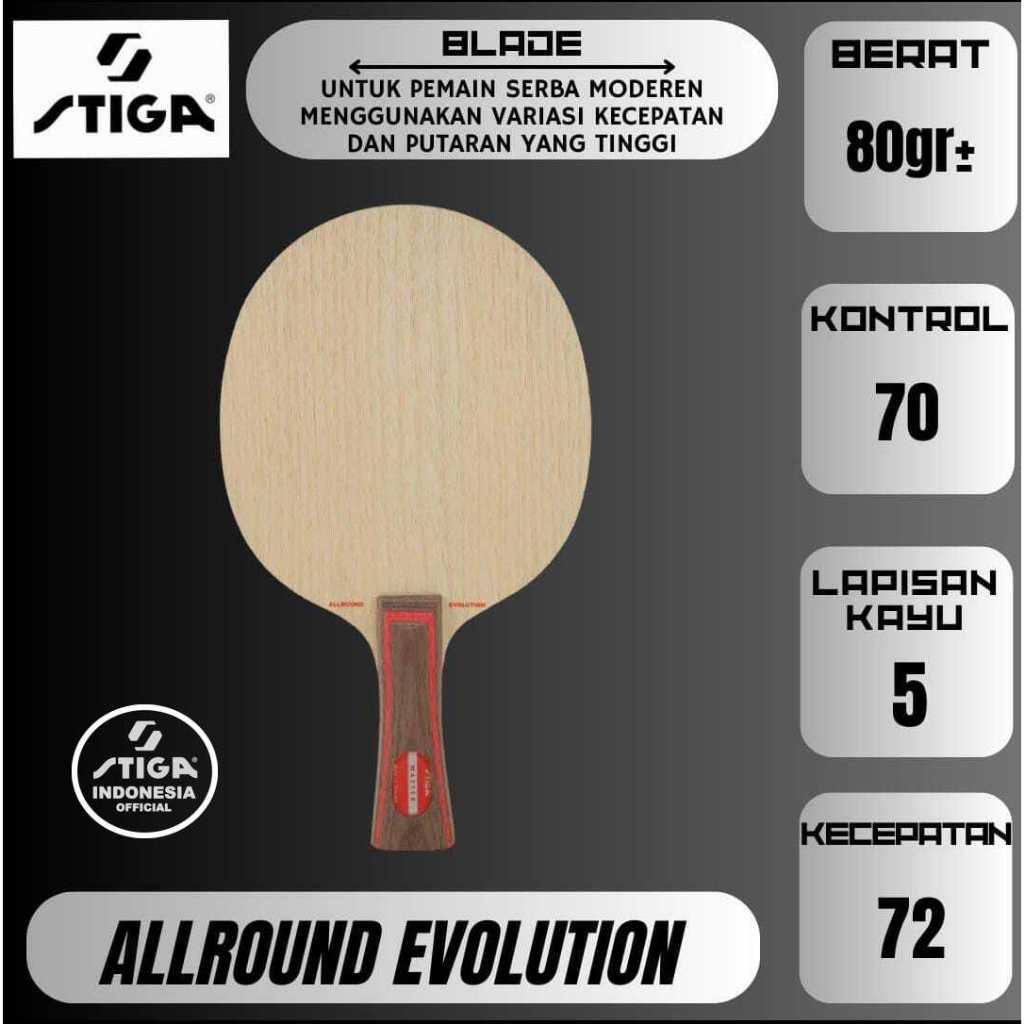 Jual STIGA Allround Evolution - Kayu Blade Pingpong Original ITTF JTTAA | Shopee Indonesia