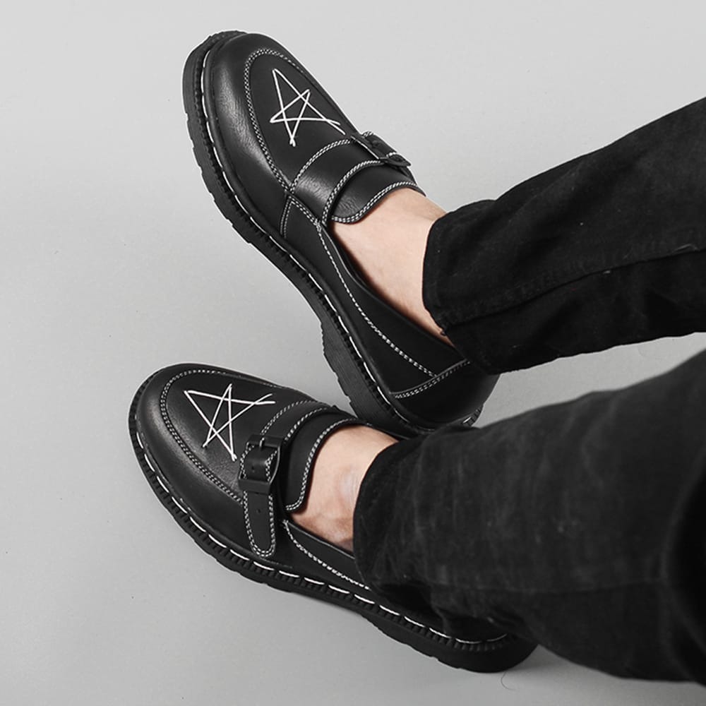 Jual Starlight Sepatu Penny Loafers Kulit Pria Black / Star Burn Sepatu ...
