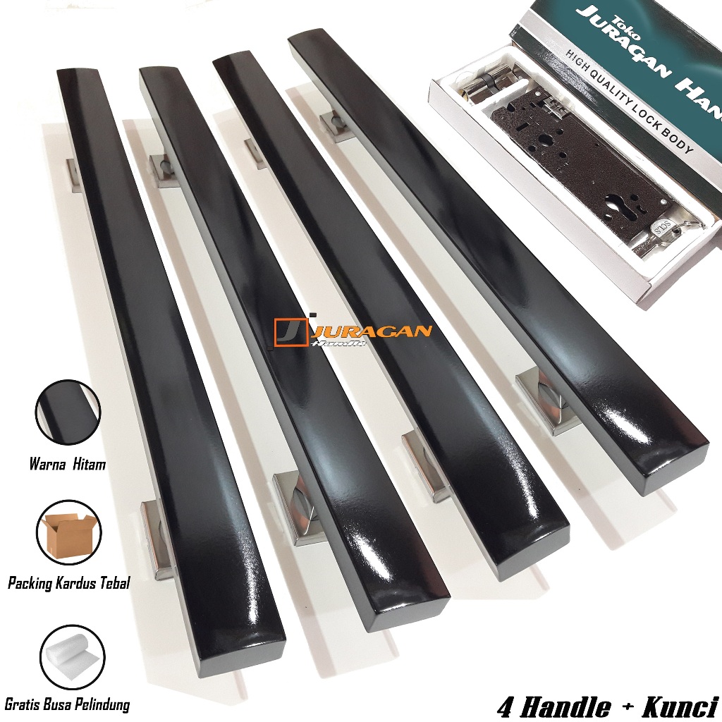 Jual Fullset Handle Pintu Hitam Panjang Powder Coating 60 cm Gagang ...