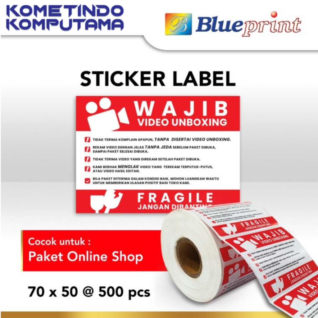 Jual UNBOXING 70x50 Semi Coated BLUEPRINT isi 500Pcs Sticker label ...