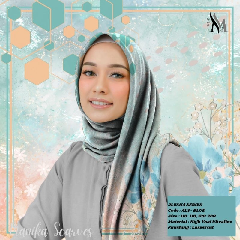 Jual MANIKA SCARVES - ALESHA SERIES HIJAB SEGIEMPAT SUBLIM PRINTING LASERCUT CUSTOM NAMA PREMIUM ...