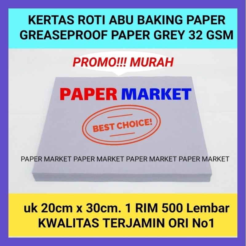 Jual Kertas Roti Abu Baking Paper Greaseproof Paper 32 GSM 20x30cm - 1 ...