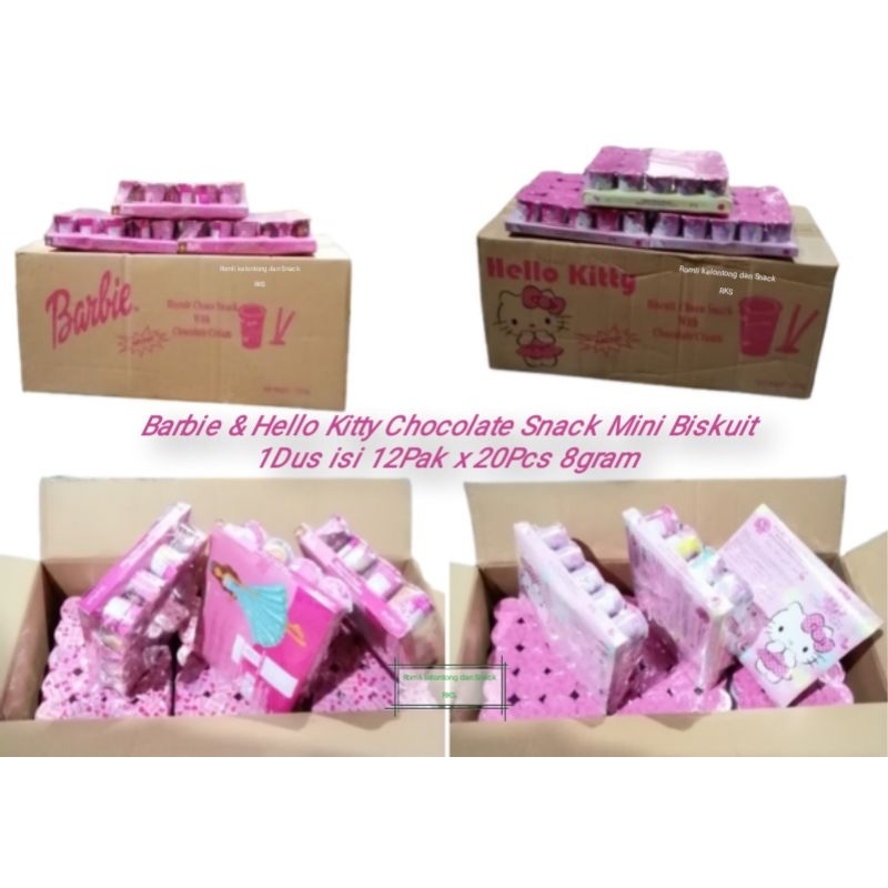 Jual Barbie & Hello Kitty Chocolate Snack Mini Biskuit Stick 1 Dus ...
