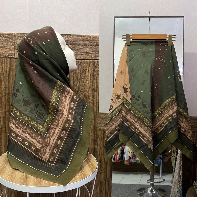 Jual (2230) SADEAN HIJAB VOAL MOTIF BUNGA MAP SAGE/HIJAB VOAL MOTIF ...