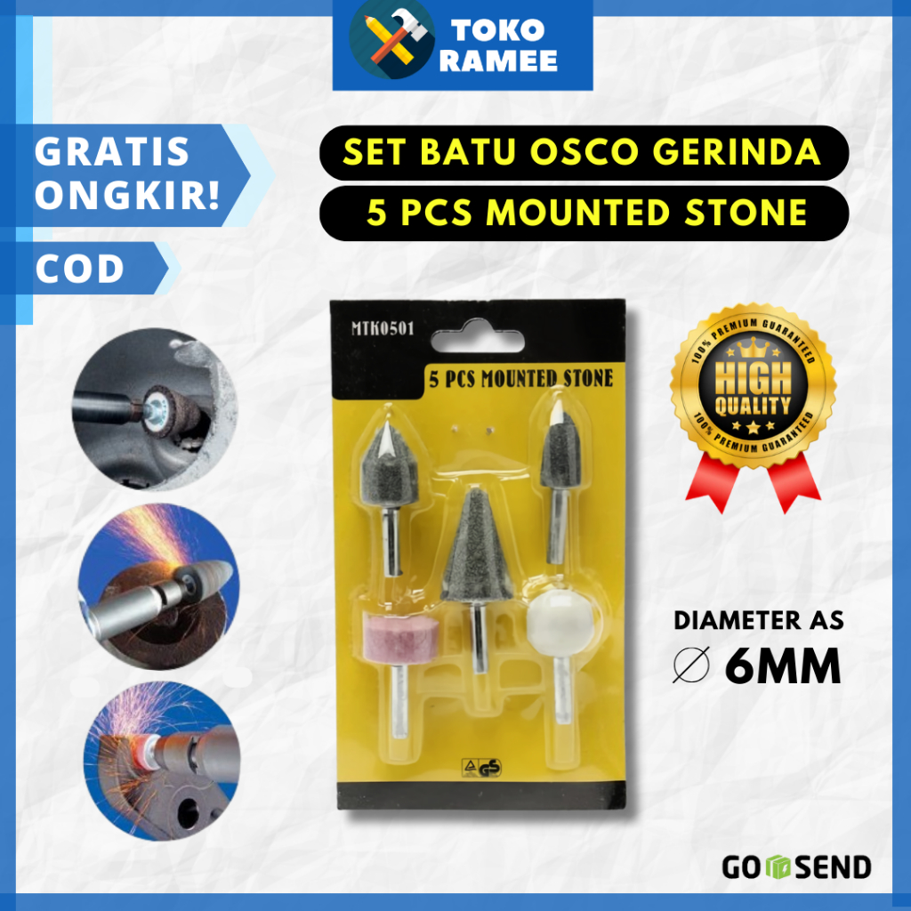 Jual Batu Osco Gerinda Asah Poles SET 5 Pcs / 10 Pcs ( 6mm ) Gerinda ...