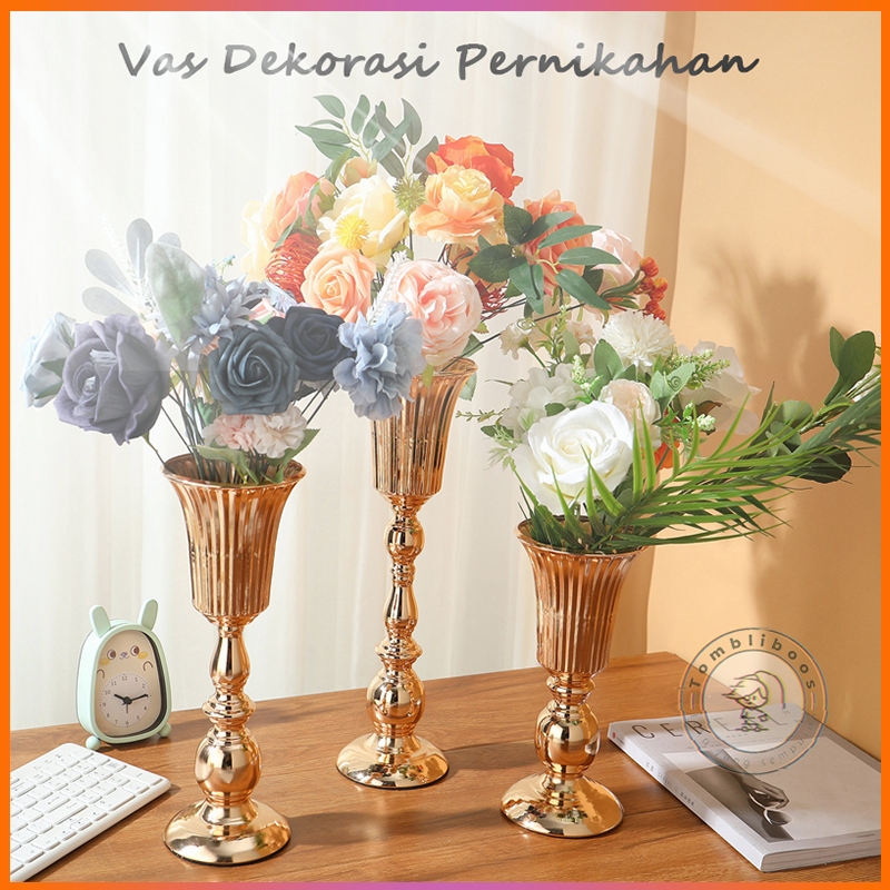 Jual Alat peraga pernikahan rangkaian bunga seni besi Mewah emas vas ...
