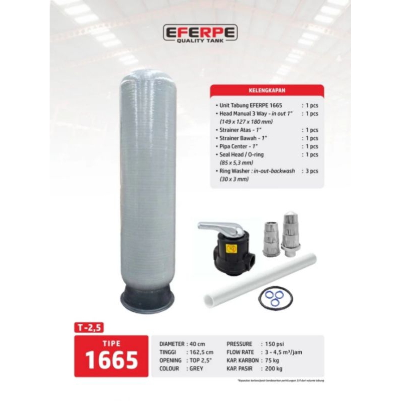 Jual filter air WTP 1tabung 1665 plus isi kapasitas 4m3/jam | Shopee ...