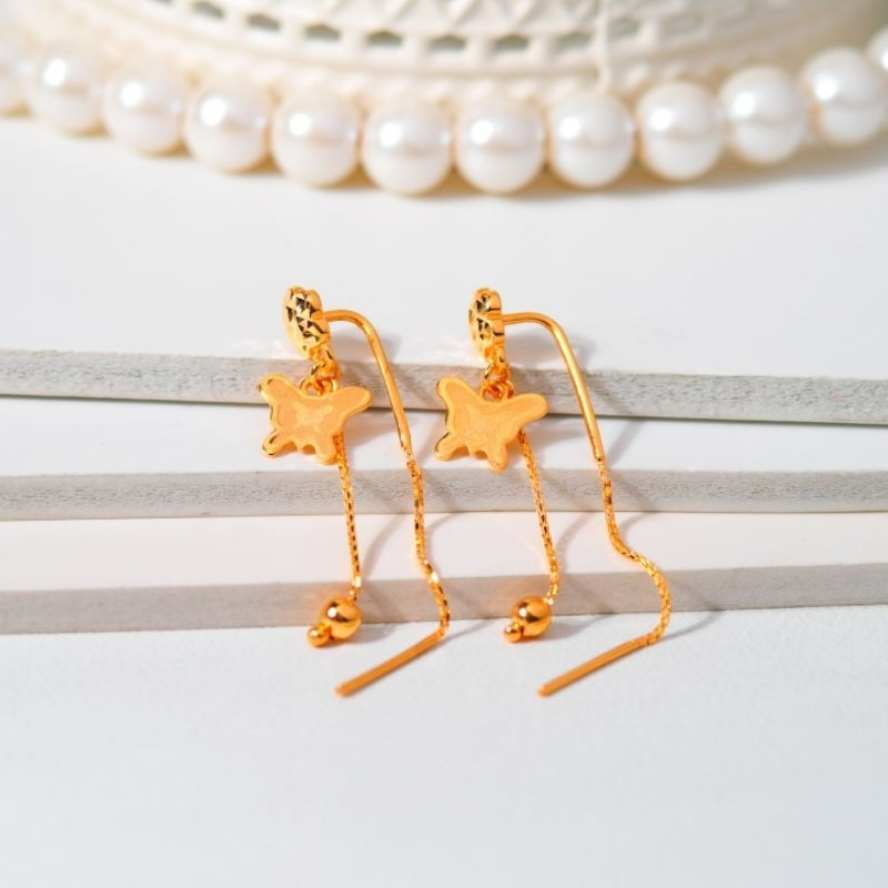 Jual Giwang Emas Slundup Plat Kupu Bunga Cukitan Koncer Ujung Dewian ...