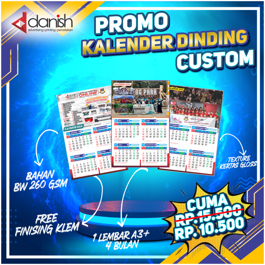 Jual KALENDER 2024 CUSTOM KALENDER DINDING ISI 3 LEMBAR 4 BULAN ...
